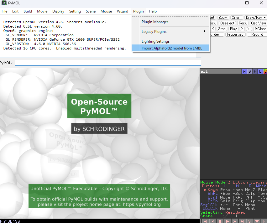 PyMOLでAlphaFoldの分子を表示する