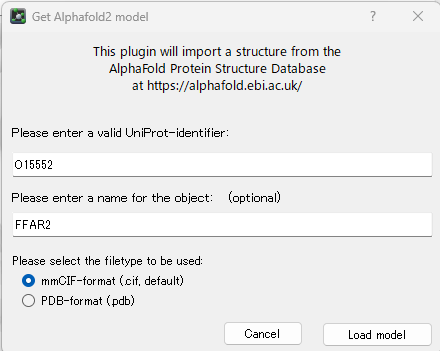 PyMOLでAlphaFoldの分子を表示する